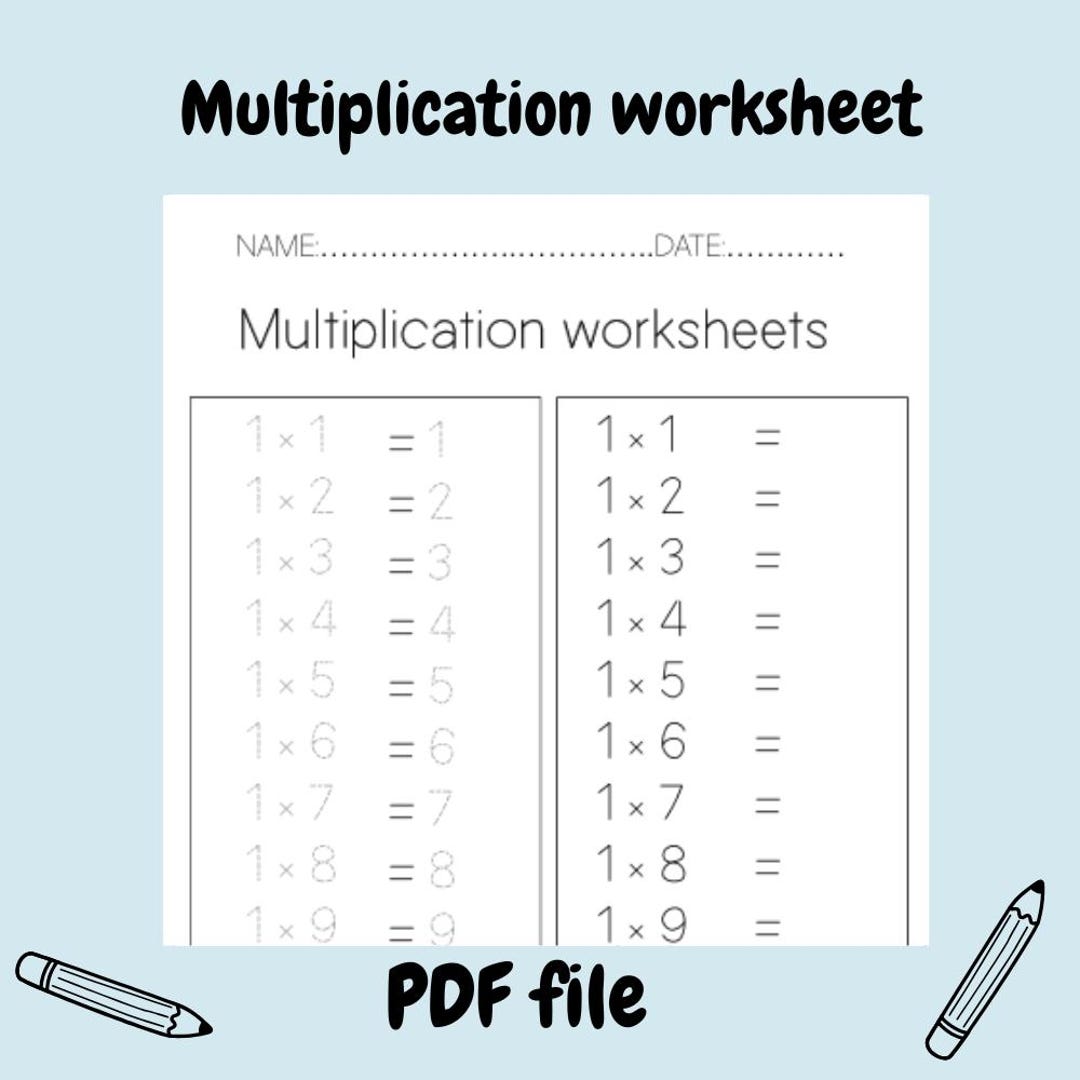 Multiplication Tracing Math Worksheet 0-12: Number Practice (PDF ...