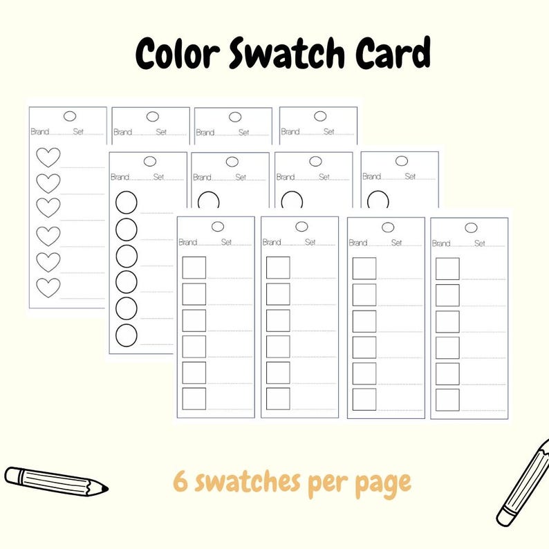 Bundle Color Swatch Chart, Palette Card, Mixing Color, Printable - Etsy ...
