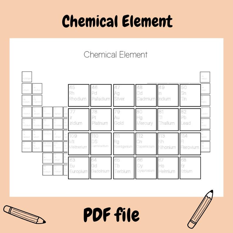 Chemical Element Tracing Chart for Memory and Short Note - Etsy Australia