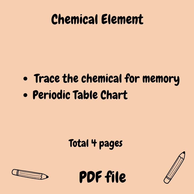 Chemical Element Tracing Chart for Memory and Short Note - Etsy