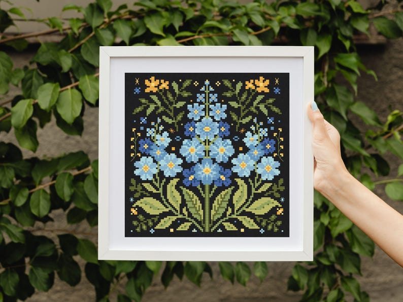 Larkspur Birth Month Flower Cross Stitch Pattern PDF | Instant Download ...