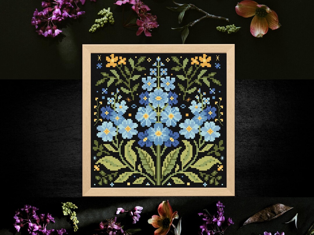 Larkspur Birth Month Flower Cross Stitch Pattern PDF | Instant Download ...