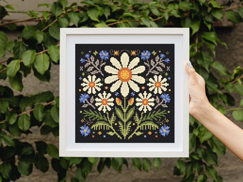 Daisy Birth Month Flower Cross Stitch Pattern PDF | Instant Download ...