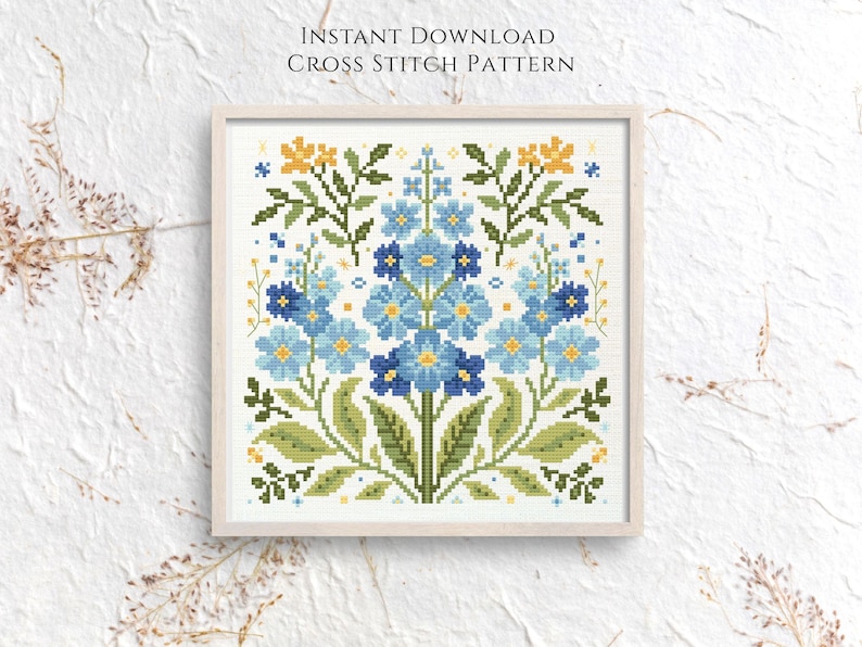 Larkspur Birth Month Flower Cross Stitch Pattern PDF | Instant Download ...