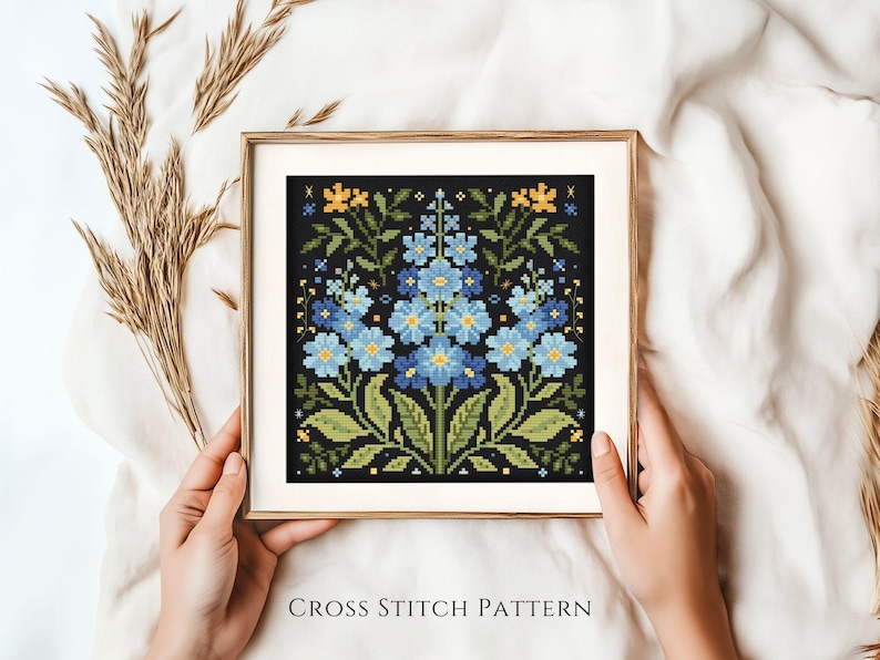 Larkspur Birth Month Flower Cross Stitch Pattern PDF | Instant Download ...