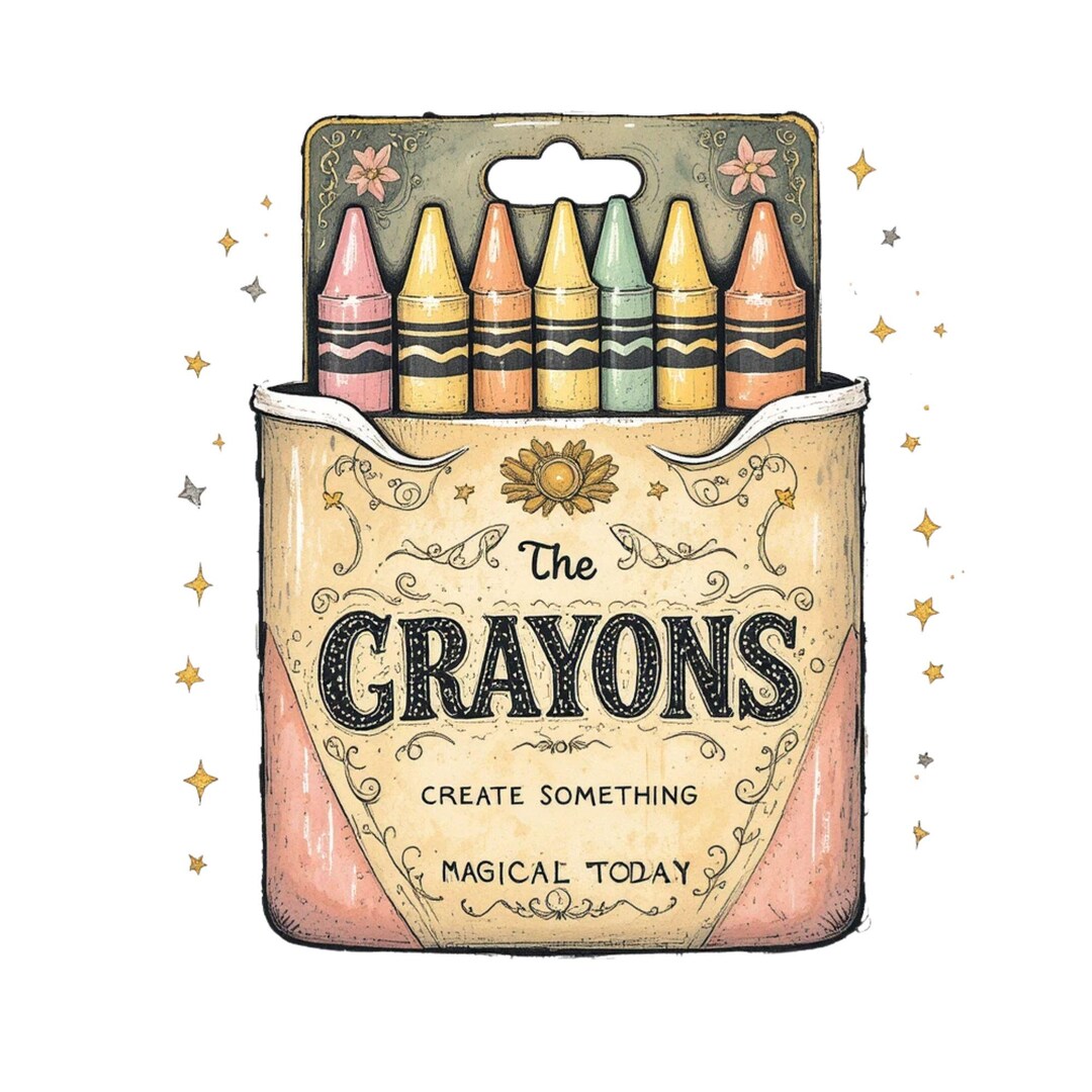Playful Retro Crayon Printable Art for Kids’ Room Decor, Whimsical Kids ...