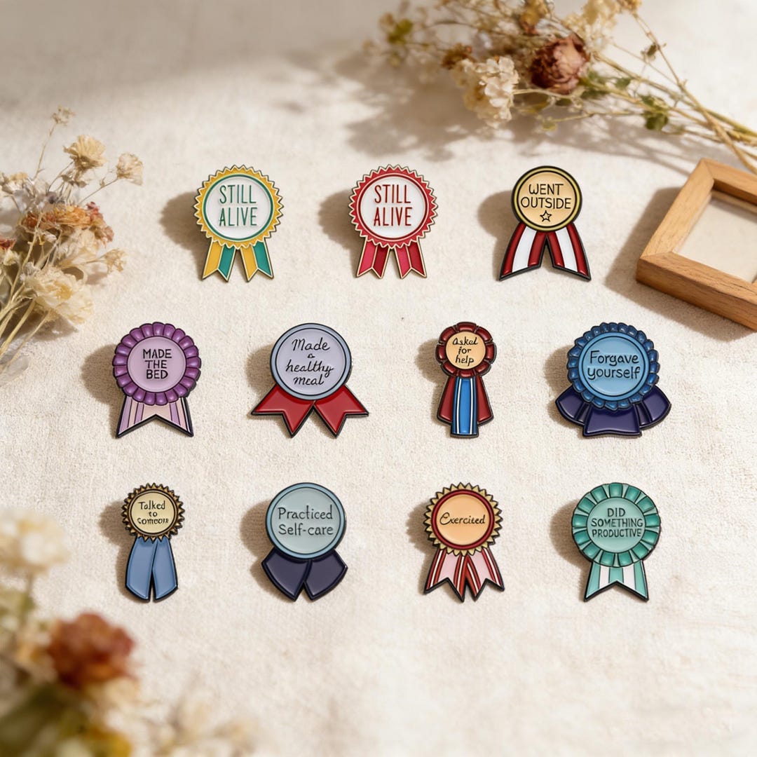 Self Care Enamel Pins, Mental Health Affirmation Badge, Positive ...
