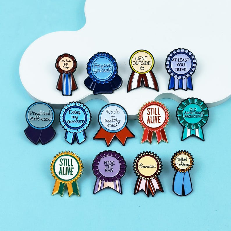 Self Care Enamel Pins, Mental Health Affirmation Badge, Positive ...