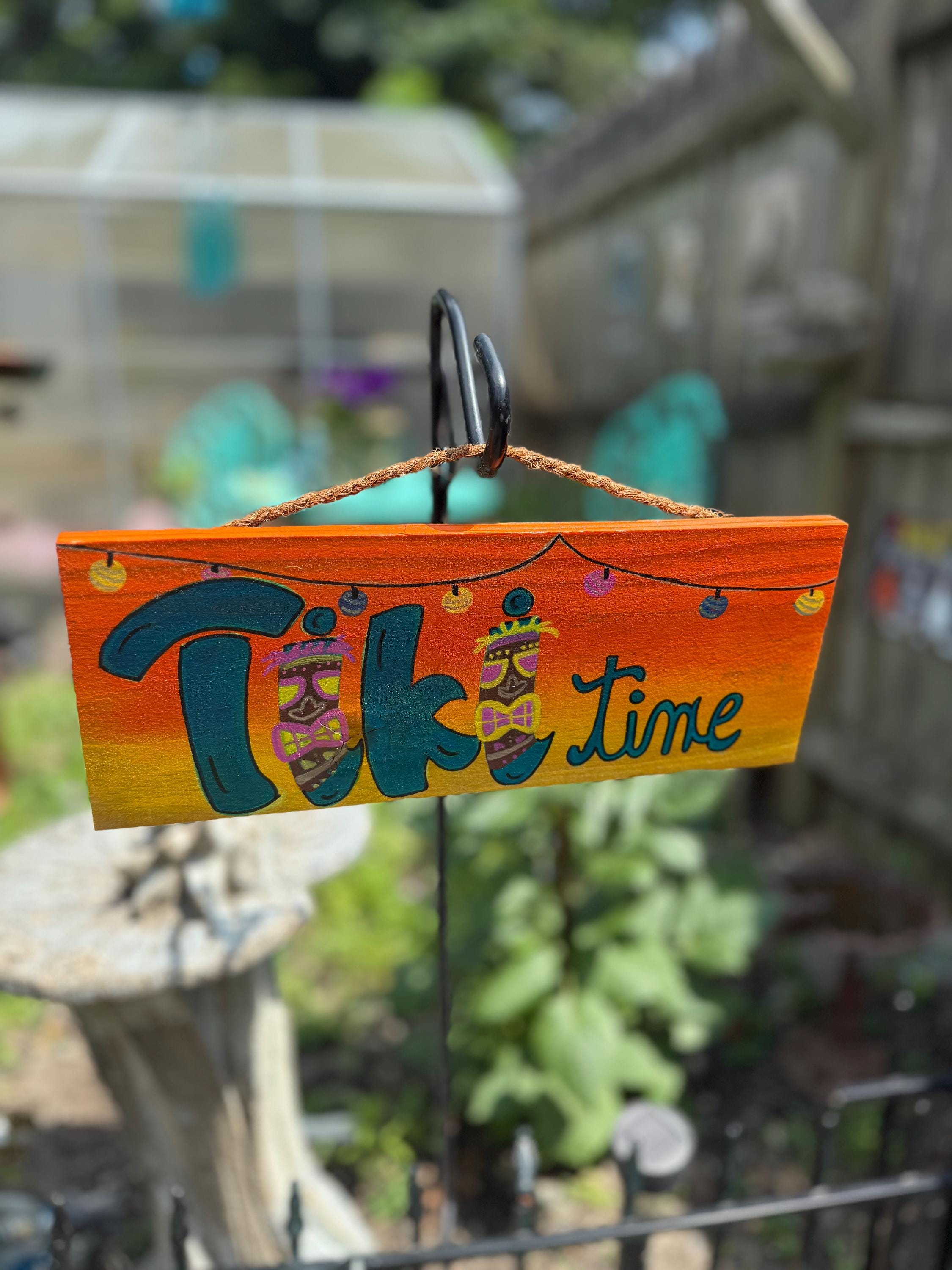 Hand-painted Tiki Time Wooden Sign – Tropical Bar Patio Decor - Etsy