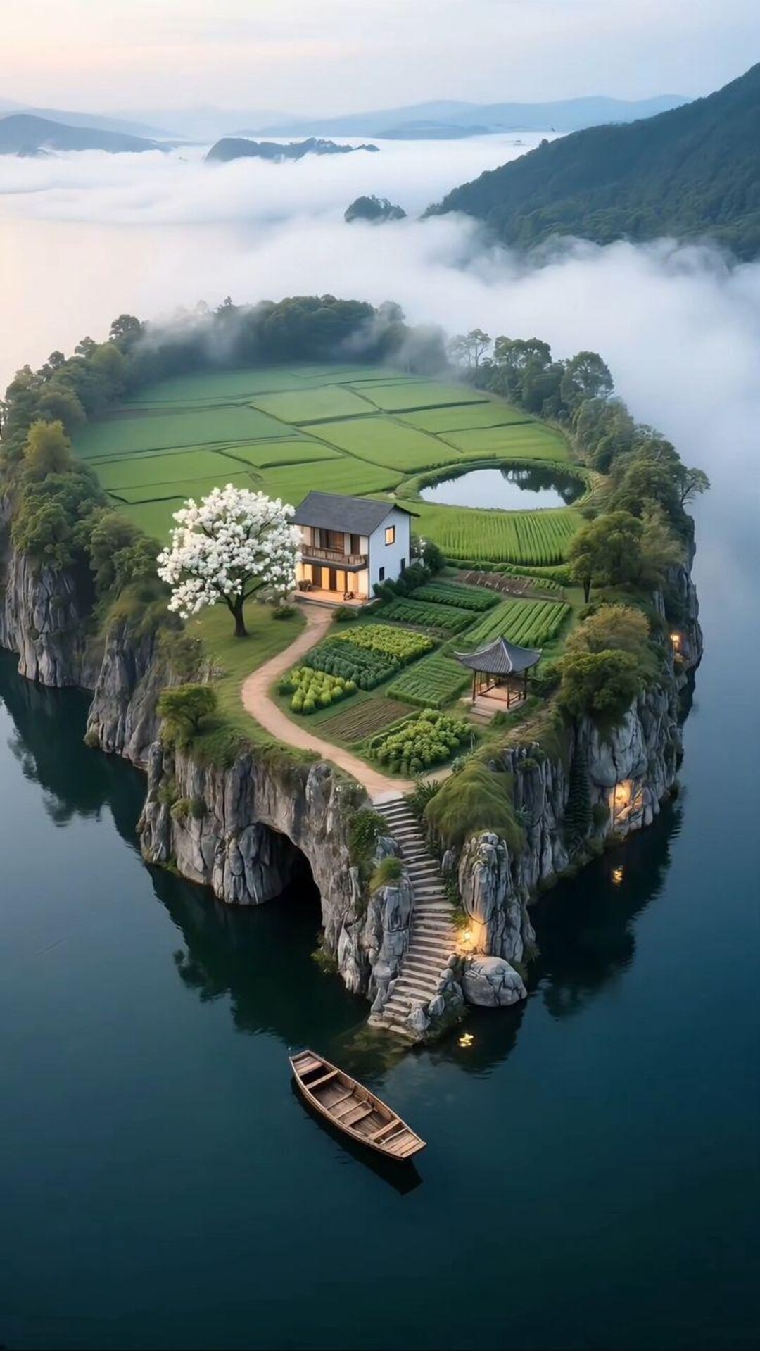 Floating Island Landscape Art – Dreamy Home Decor Print (digital ...