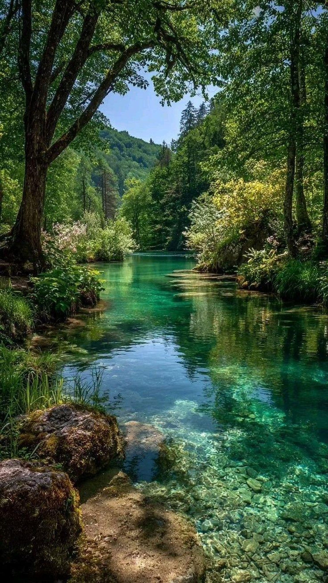 Crystal Clear Forest Lake Wall Art – Serene Nature Landscape ...