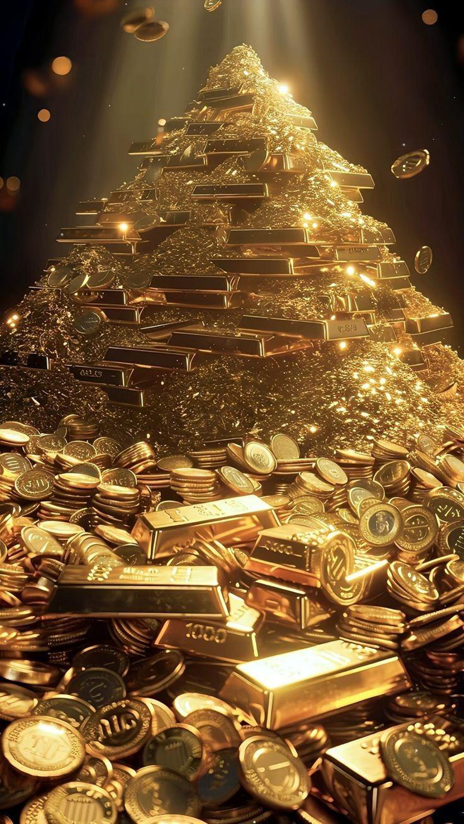 Gold Bars and Coins Pyramid Art | Luxury Wealth Decor (digital Download ...