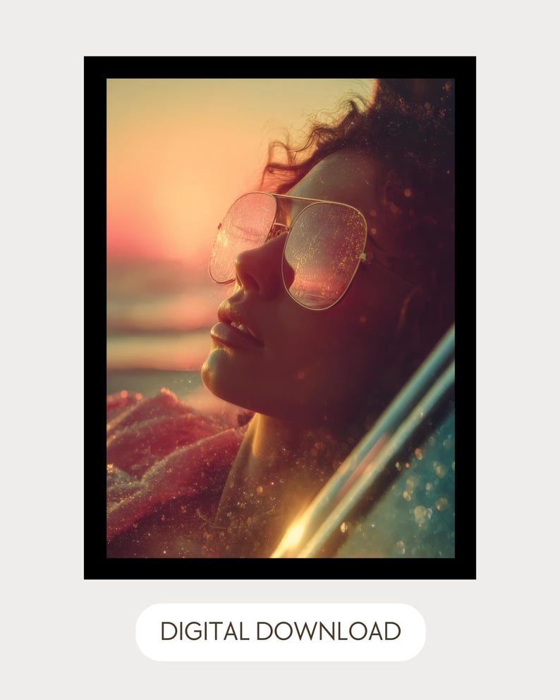 Retro Miami Art Print: Neon Vaporwave Summer Portrait (digital Download ...