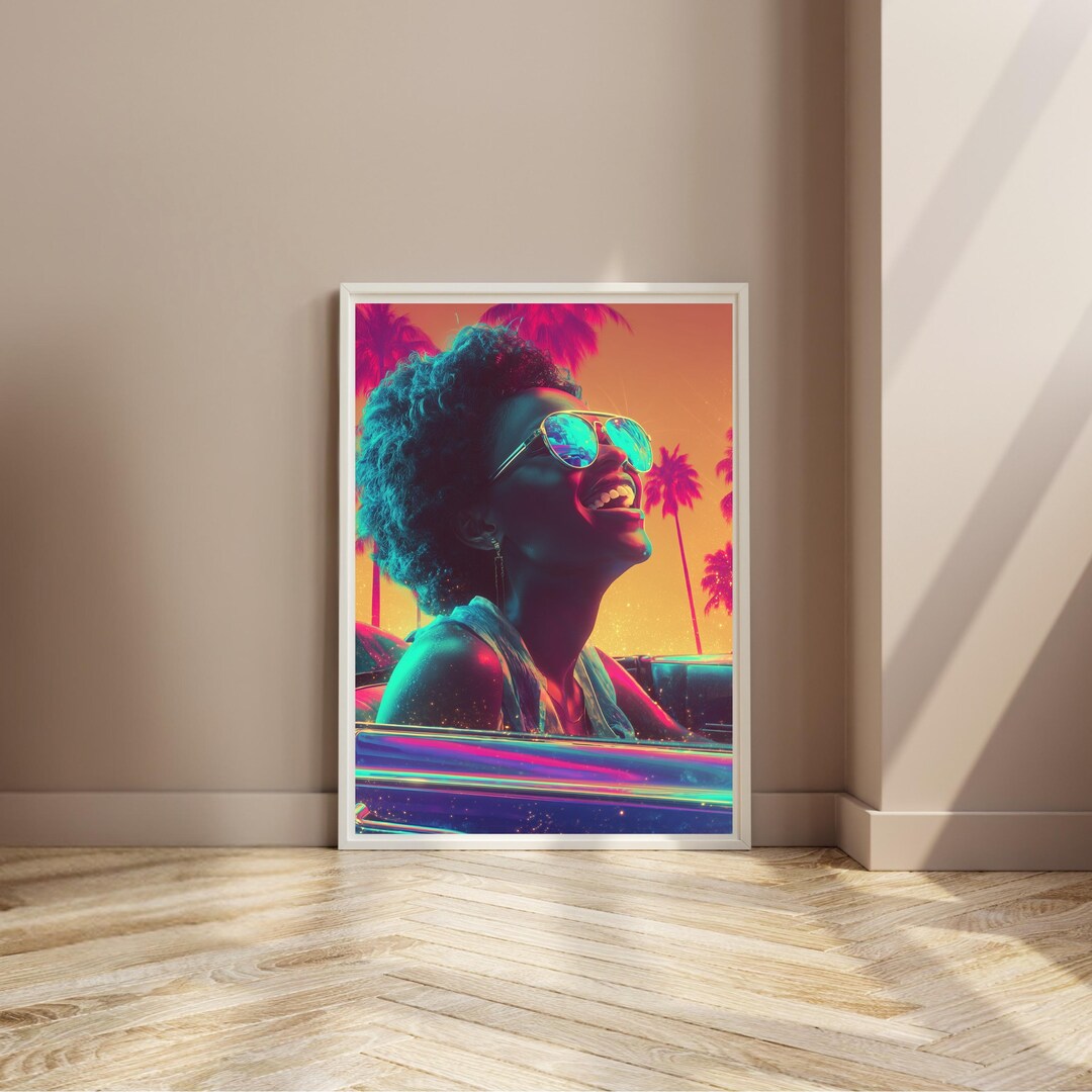 Retro Miami Art Print: 80s Neon, Palm Trees (digital Download) - Etsy