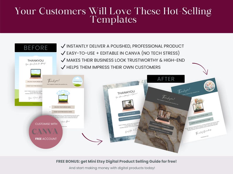 Digital Download Template Bundle, 70 Etsy Shop Downloadable ...