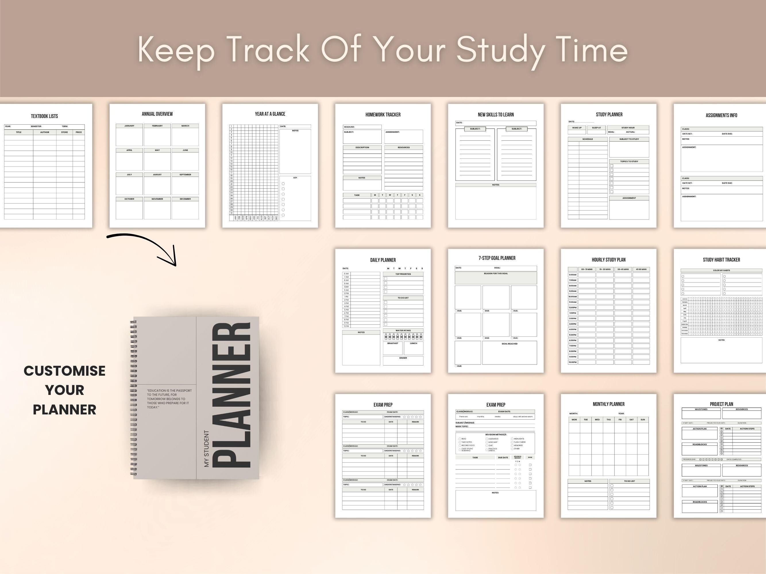 Student Planner Printable Bundle, Study Planner PDF, Academic Semester ...