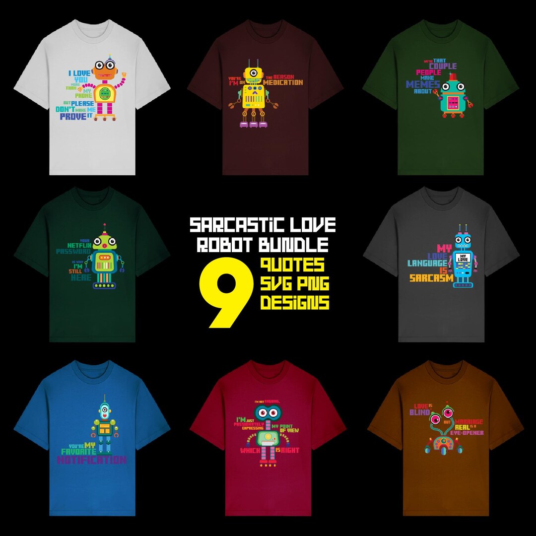 Sarcastic Love Robot SVG PNG Bundle: 9 Funny Couple Designs - Etsy