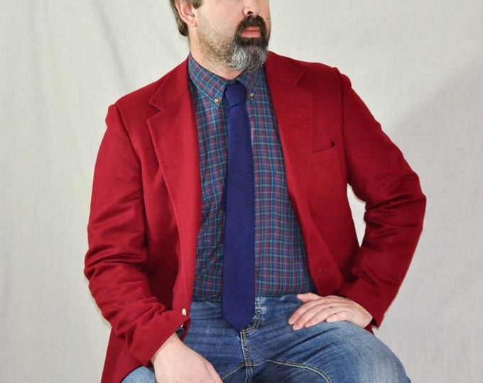 Red Wool Blazer. Men's Vintage Wool Sport Coat 45L-46L. - Etsy