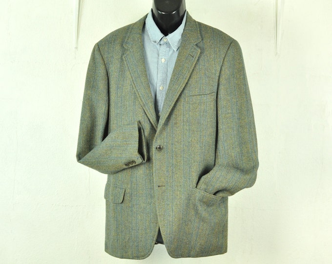 Mens Tweed Blazer Jacket 42L Long Tall Blue & Green Vertical - Etsy
