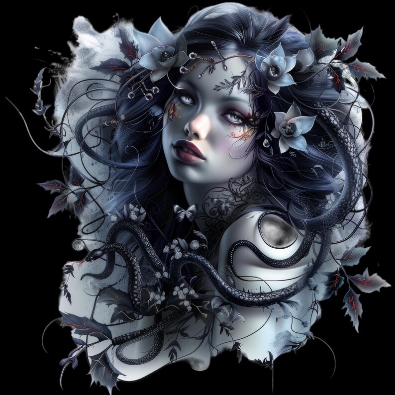 Frost Serpent Goddess Digital Art | Dark Fantasy Ice Queen Illustration ...