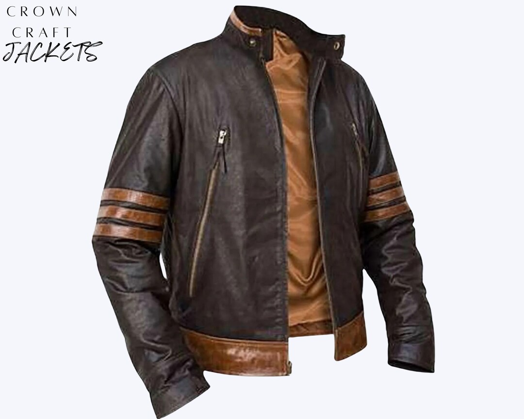Premium Wolverine Jacket – X-men Origins Brown Bomber Biker Style ...