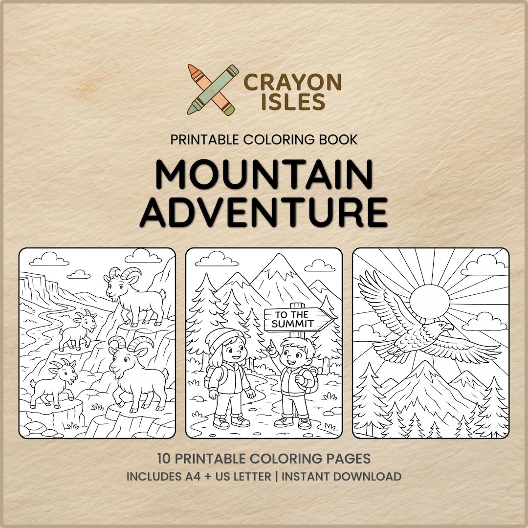 Mountain Adventure Coloring Pages for Kids | Printable Animals ...