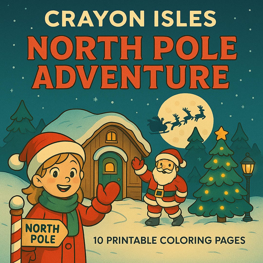 North Pole Adventure Coloring Pages for Kids | Printable Christmas ...