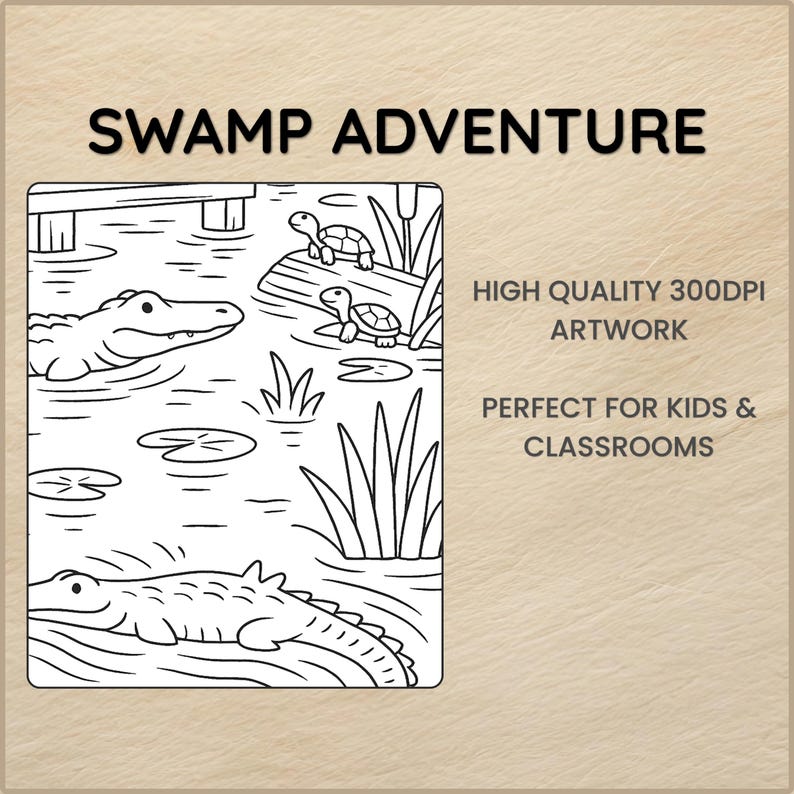 Swamp Adventure Coloring Pages for Kids | Printable Animals & Nature ...