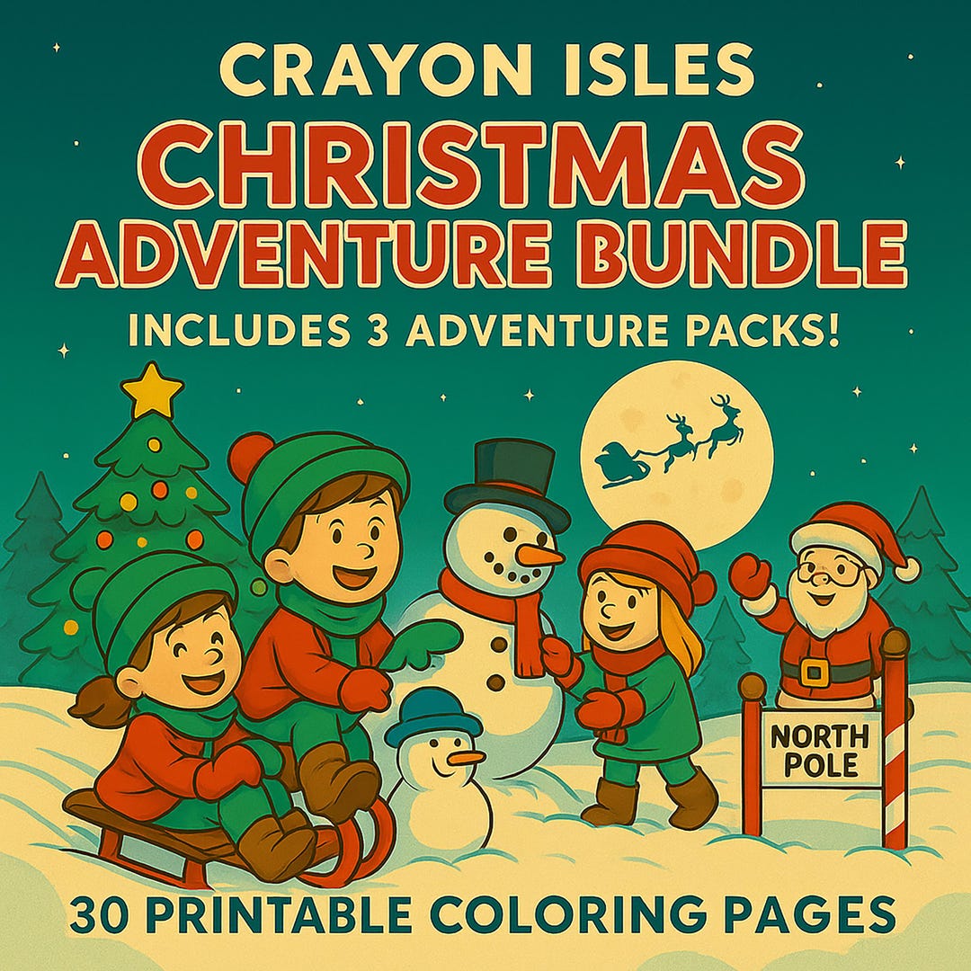 Christmas Coloring Bundle for Kids | 30 Printable Holiday Pages | Santa ...