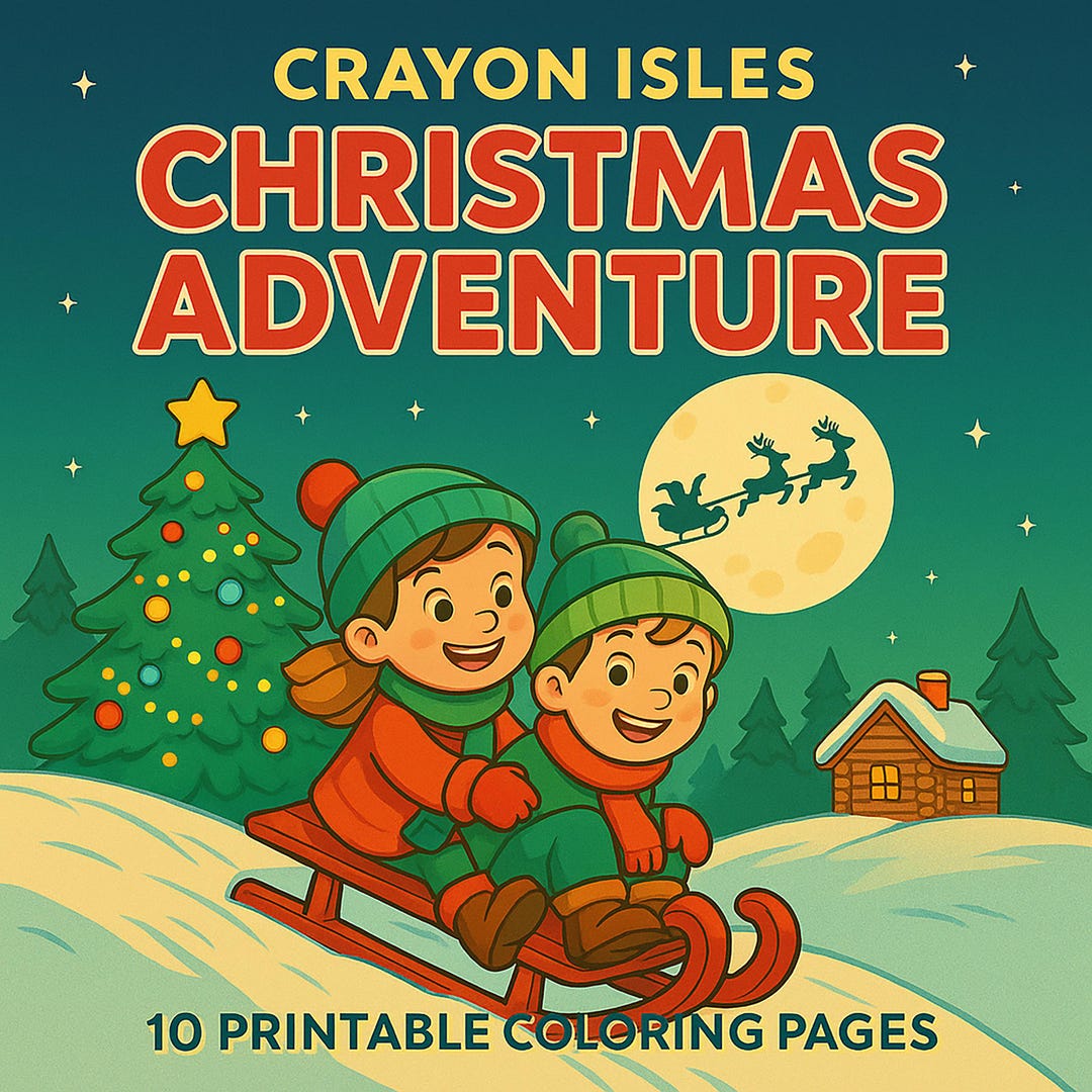 Christmas Adventure Coloring Pages for Kids | 10 Printable Holiday ...