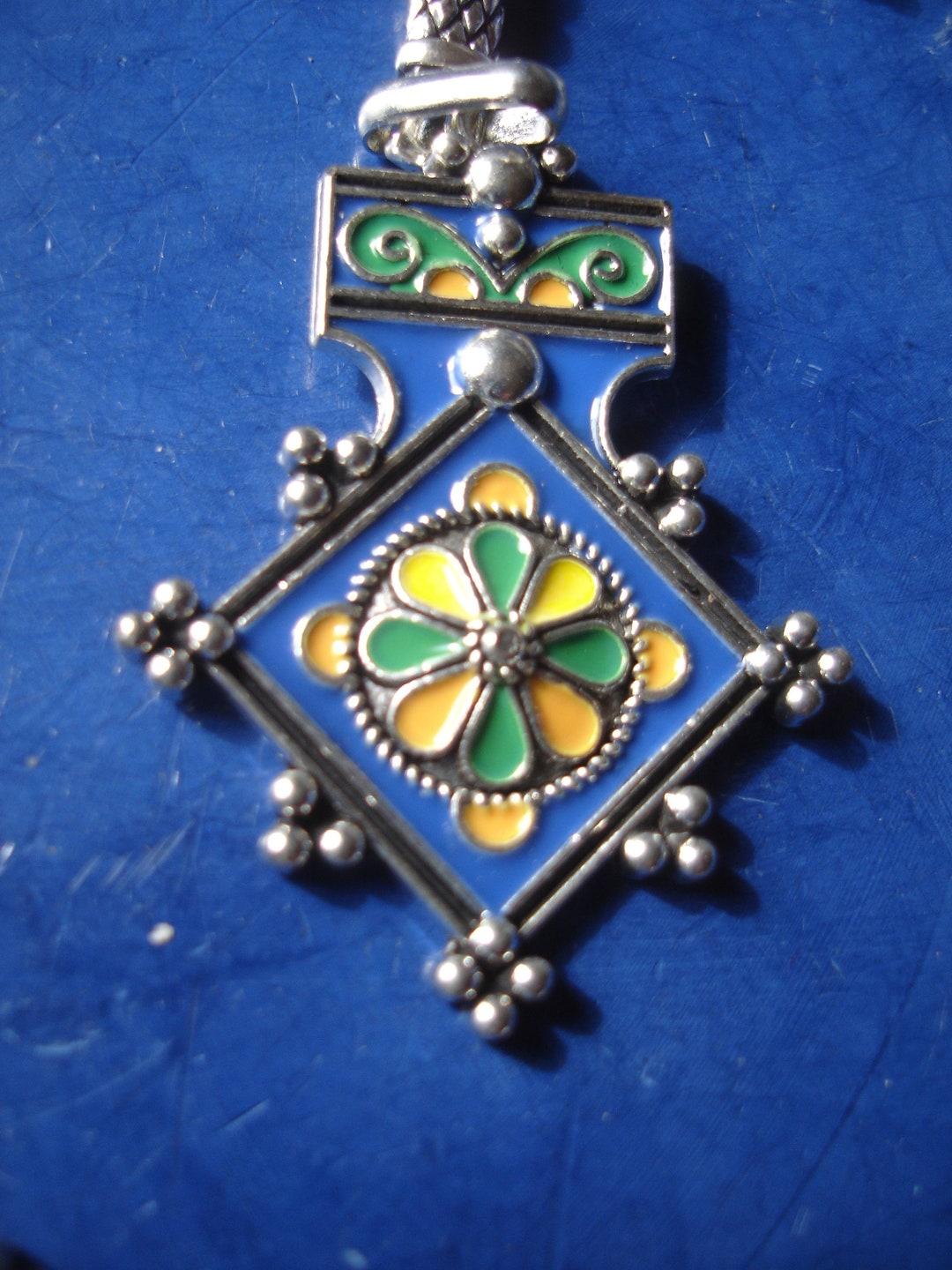 Moroccan Tuareg Style Cross Enamel BLUE Pendant or Keyring L44 Mm - Etsy