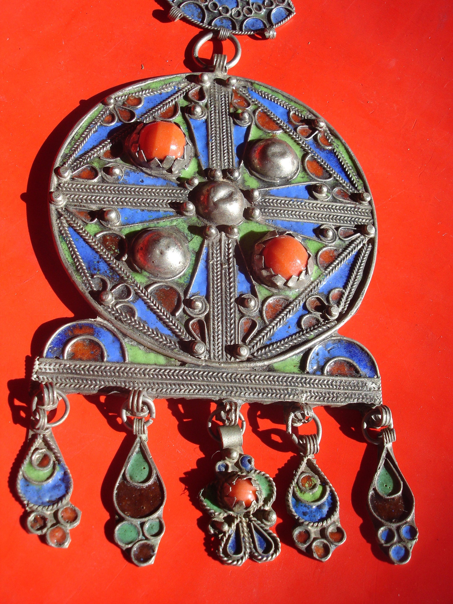 Moroccan Hand Made BLUE Enamel Pendant With Jewels L30 Cm - Etsy