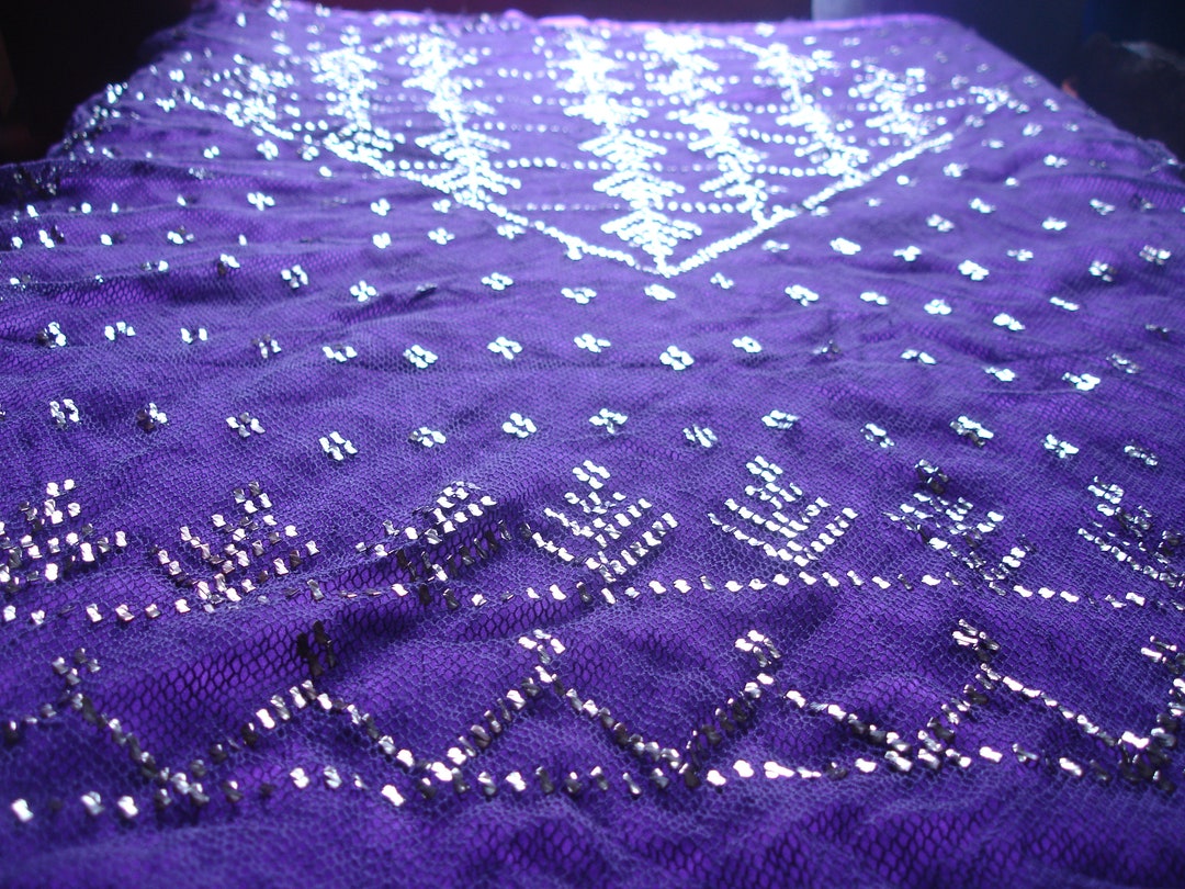 Antique Egyptian PURPLE and SILVER Colour Assuit Tulle Coptic Piece 63 ...