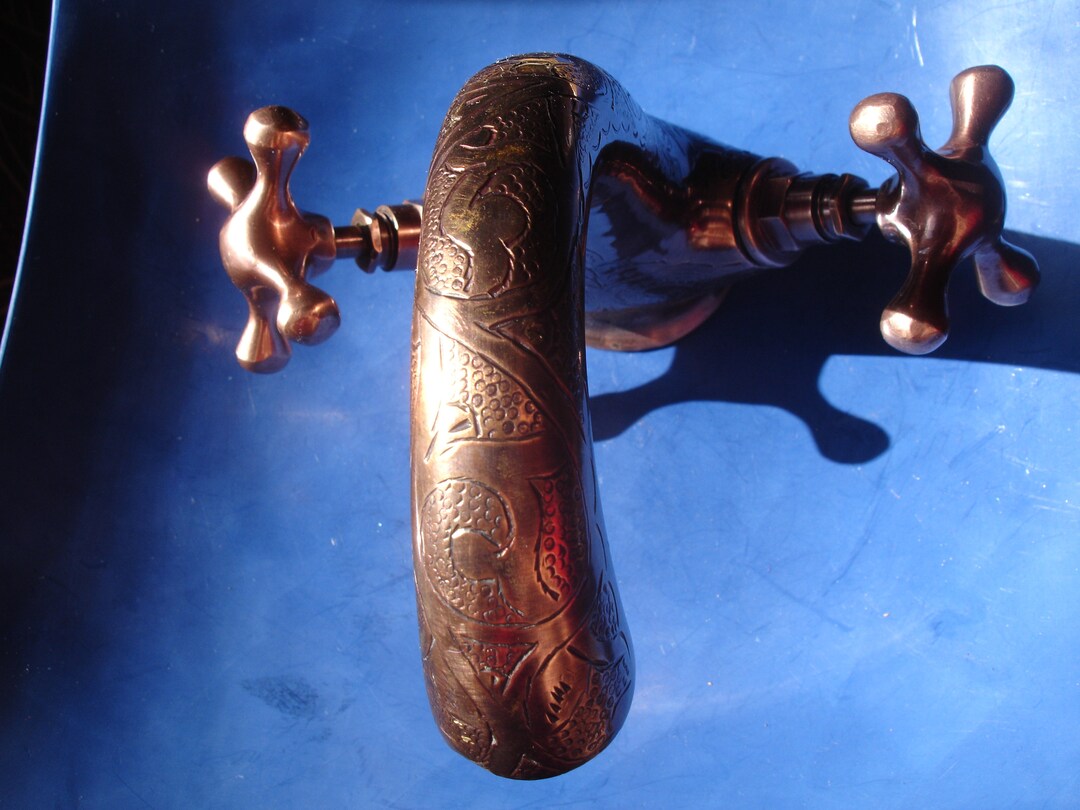 TARNISHED COPPER Colour Moroccan Hand Engraved Mixer Wash Basin Faucet ...