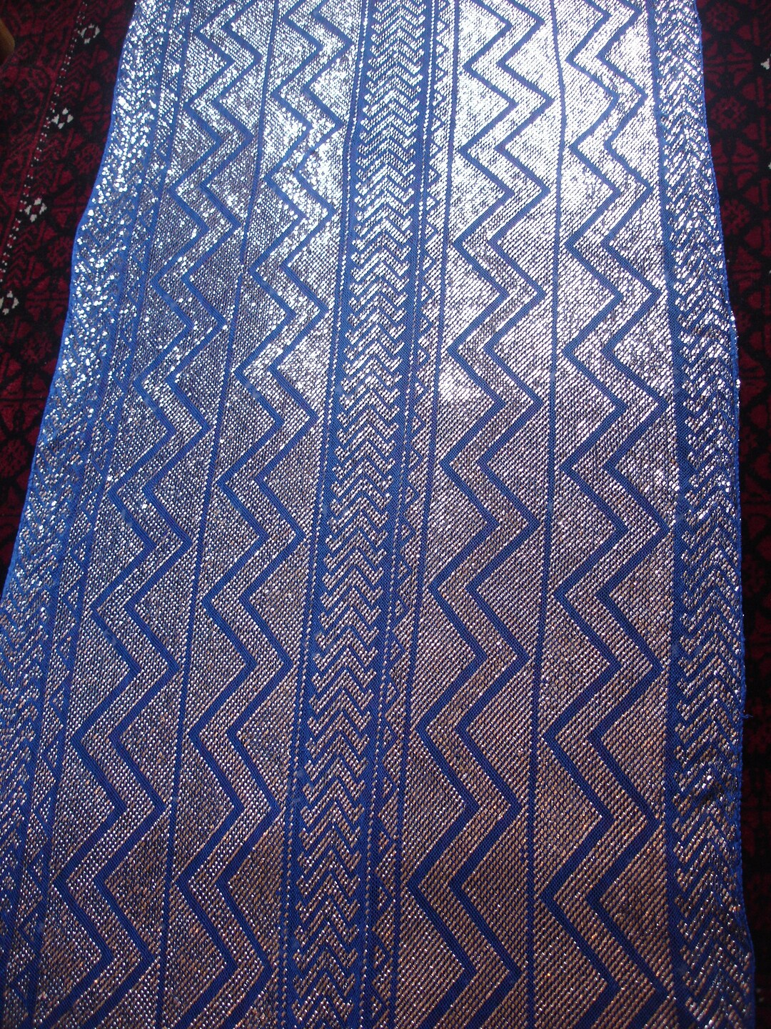 Antique Egyptian BLUE and Silver Colour Assuit Tulle Whole Coptic Shawl ...