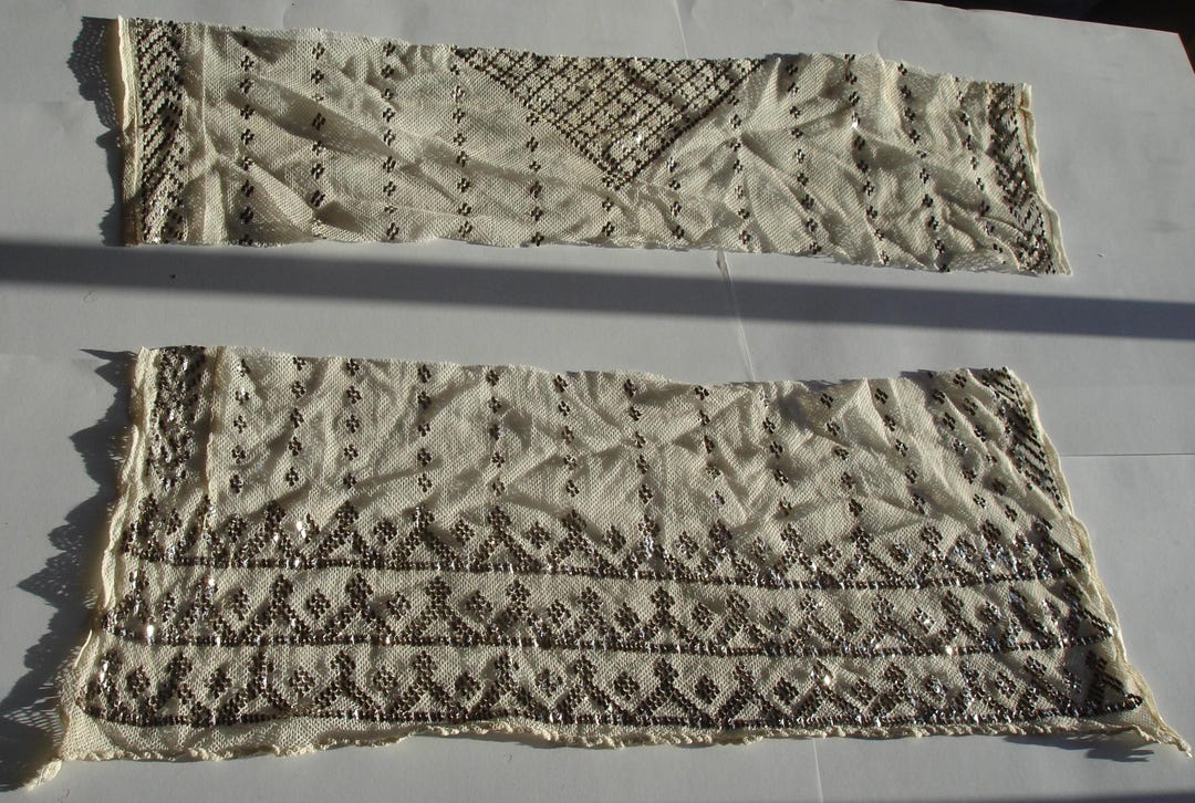 Antique Egyptian White and SILVER Colour Assuit Tulle Coptic Piece With ...