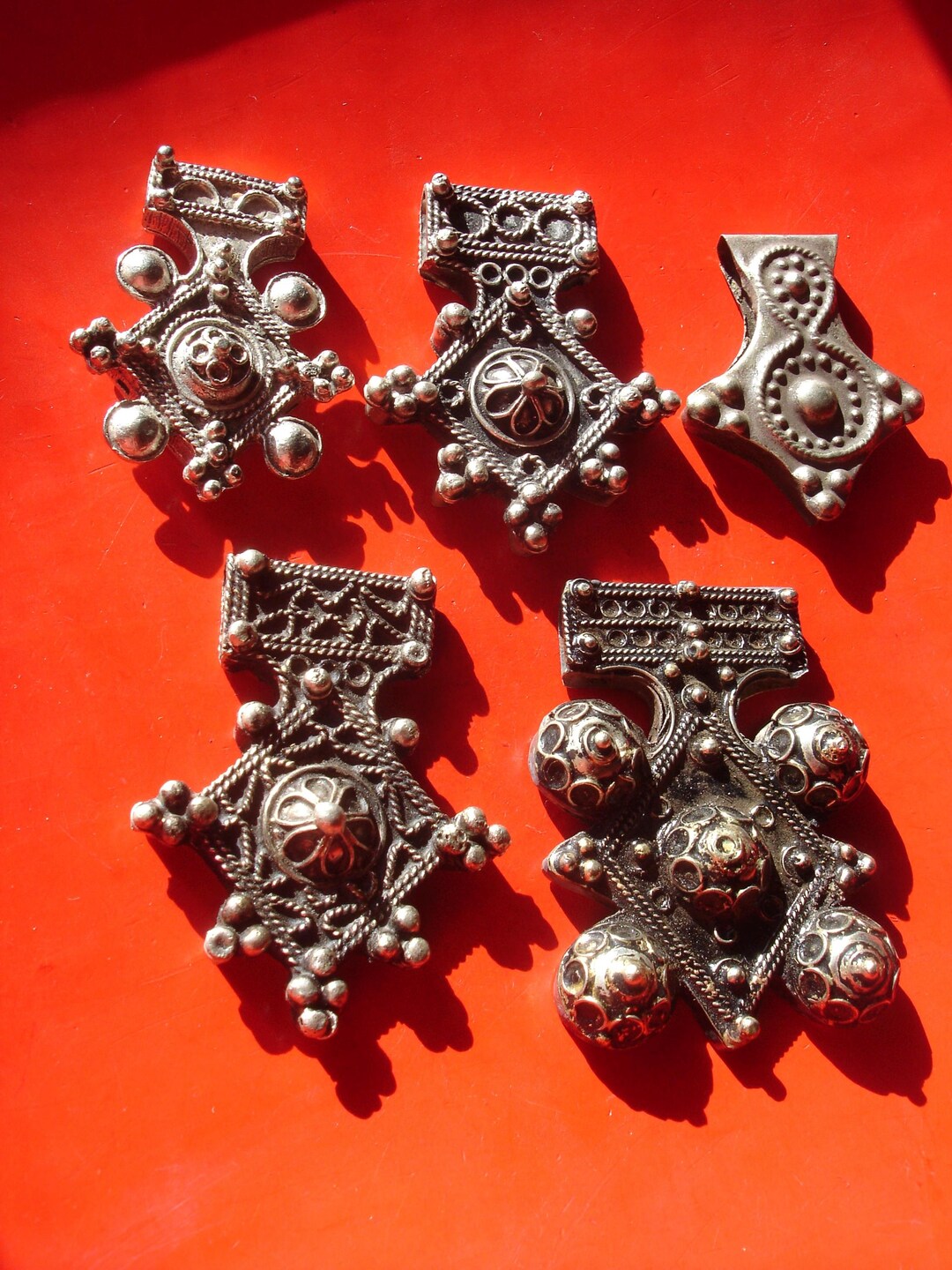 Moroccan Tuareg Style Cross Hand Made Tarnished GREY Hollow Pendant ...