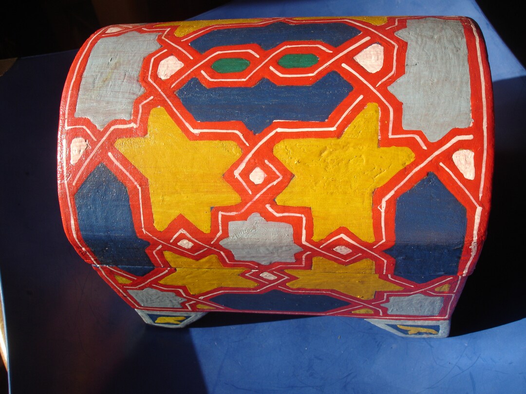 Moroccan Wooden Hand Painted Jewellery Treasure Box With Stars 20 X 17 ...