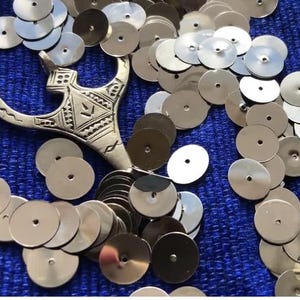 100 X Moroccan Silver Colour Mozuna Steel Sequin Discs for Handira ...