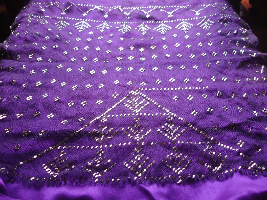 Antique Egyptian PURPLE and SILVER Colour Assuit Tulle Coptic Piece 56 ...