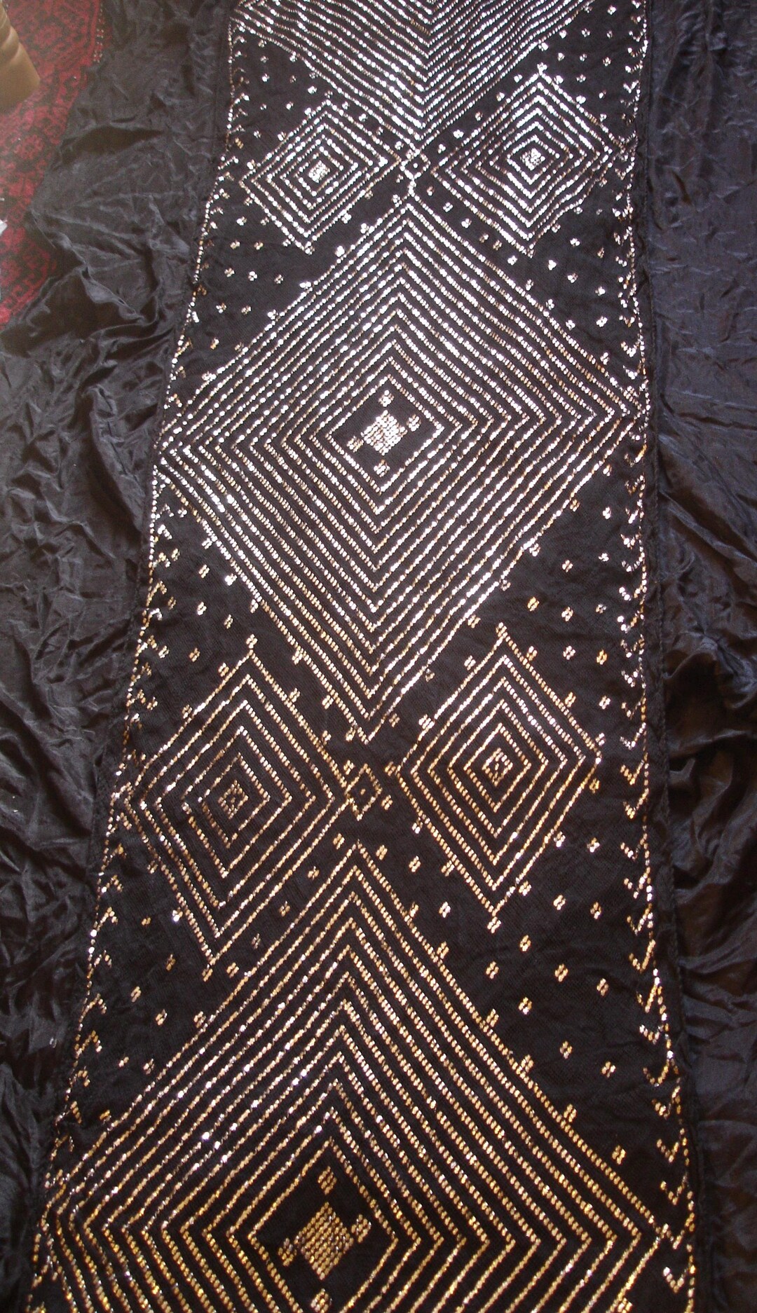 Antique Egyptian BLACK and Silver Colour Assuit Tulle Coptic Shawl 205 ...
