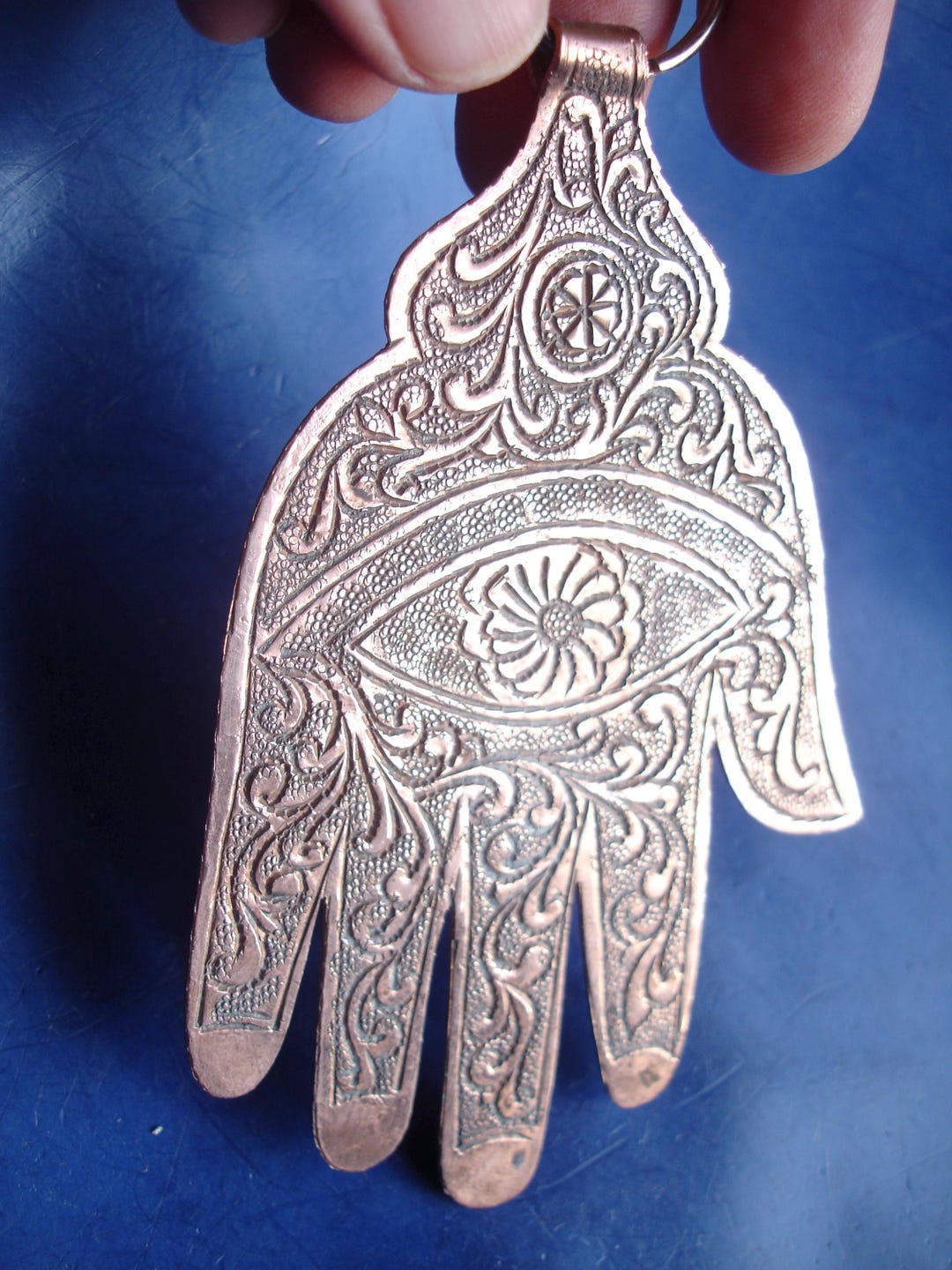 Moroccan COPPER Hand Engraved Hamsa Hand Pendant With an EYE - VARIOUS ...