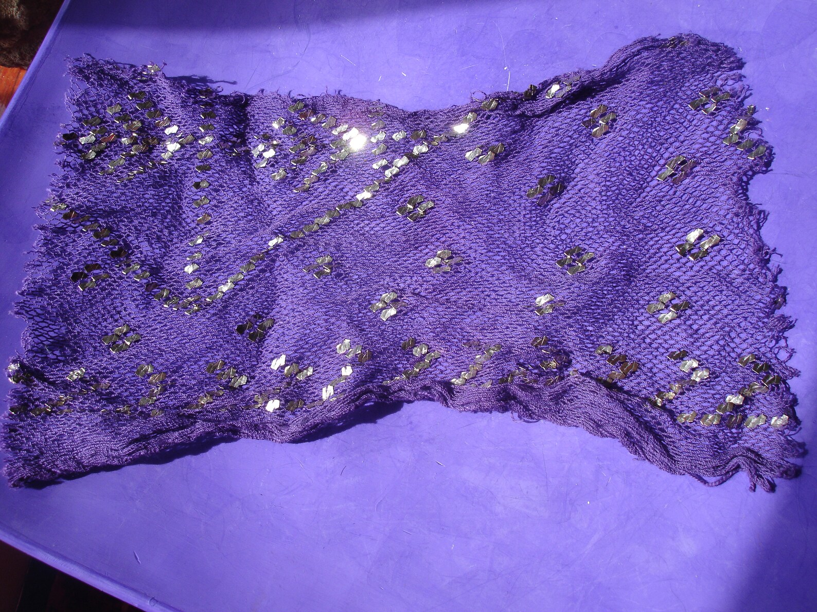 Antique Egyptian PURPLE and SILVER Colour Assuit Tulle Coptic Piece ...
