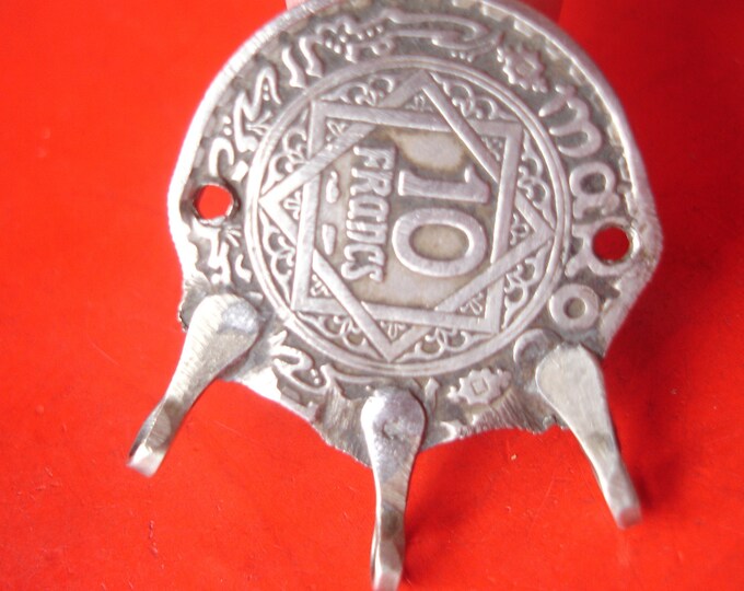 Moroccan 10 Franc Coin With Two Side Holes and Three Loops/bails W35 Mm ...