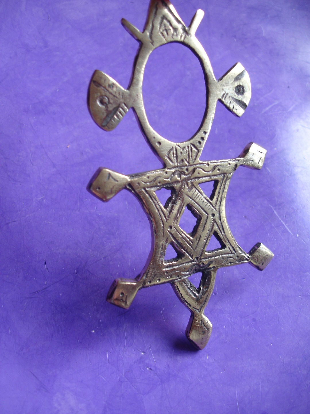 Moroccan Tuareg Style Cross Hand Engraved BRASS Gold Colour Cut Out ...
