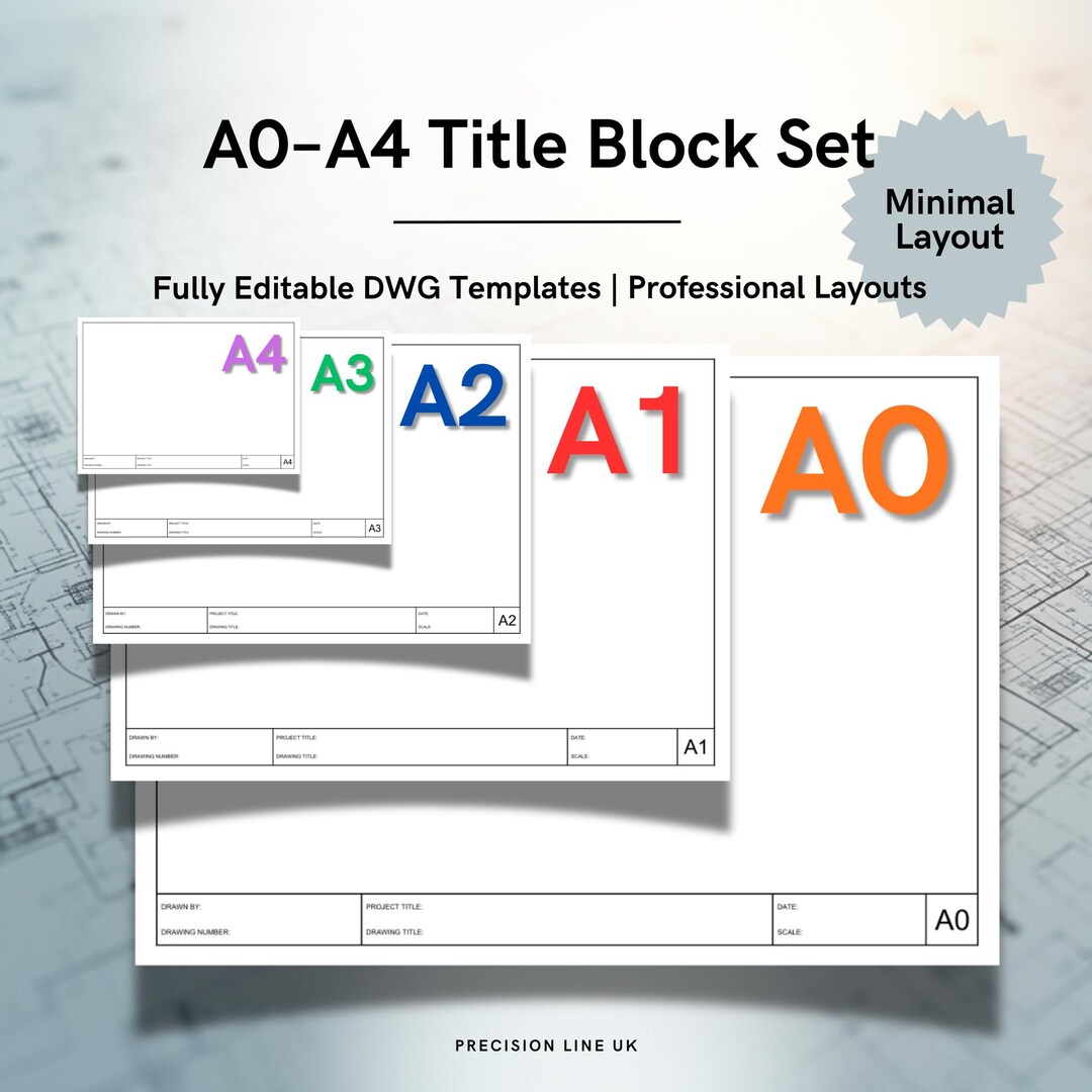 Autocad ISO A0-A4 Minimal Layout Title Block Template Pack - Editable ...