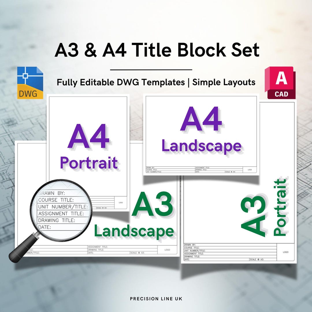 Autocad Title Block Template Bundle – A3/a4/portrait/landscape ...