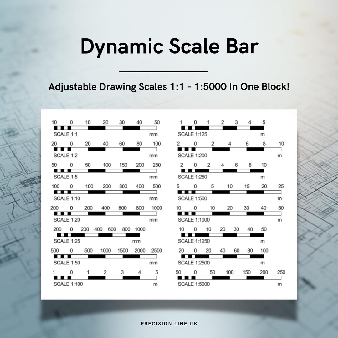 Autocad Dynamic Scale Bar Block | DWG File (digital Download) - Etsy ...