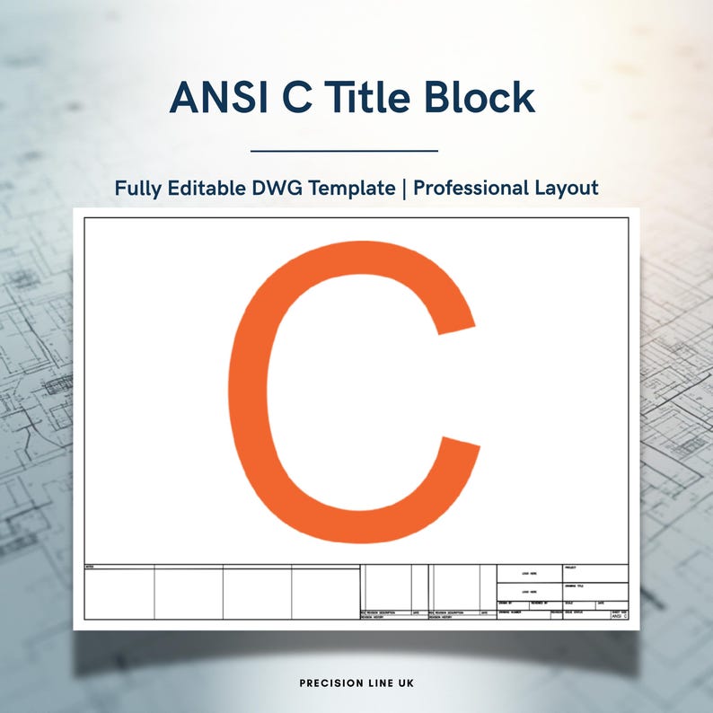 Autocad ANSI C Title Block Template | US Imperial Inches | Editable DWG ...