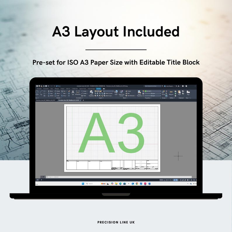 Autocad ISO A3 Title Block Template - Editable DWG Layout (digital ...